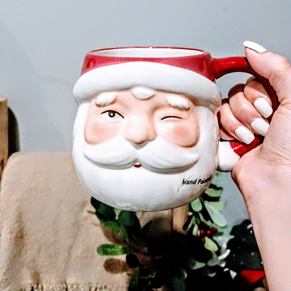 Accents | Vintage Style Hand Painted Santa Face Mug Holiday Christmas ...
